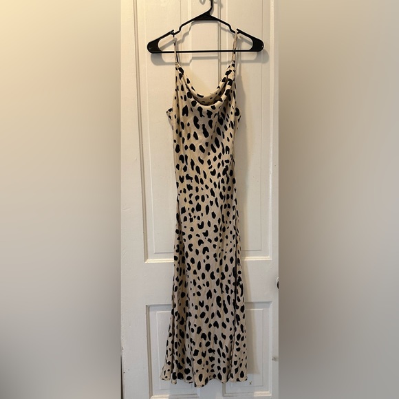 Dress Forum | Dresses | Animal Print Spotted Cowl Neck Dress With Side Slits | Poshmark